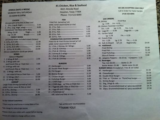 Number 1 Chicken Rice & Seafood - Chinese - Museum District - Houston ...